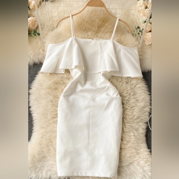 DO+BE | Dresses | Dobe Sexy Off Shoulder Ruffled White Dress Women Slim ...